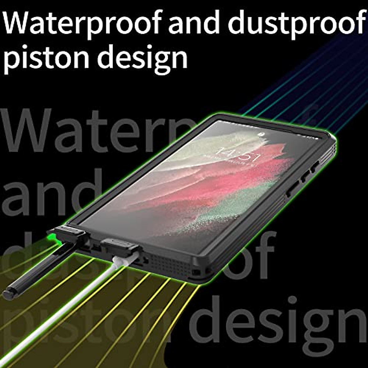 Comosso Waterproof Galaxy S23 Ultra Case - 6.8" Full Body Protection with Built-in Screen Protector & Shockproof Clear Black Cover