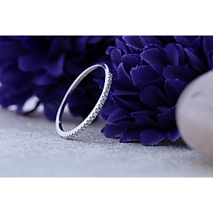 Dazzlingrock Collection 0.08 Carat (Cttw) Round White Diamond Minimalist Stackable Wedding Band for Women in 10K Solid White Gold, Size 7