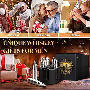 Dusor Gifts for Dad, 6Pc Reusable Whiskey Stones, Whiskey Gifts for Men, from Daughter, Wife, Son, Mens Gifts for Him, Birthday Gifts for Men, Gifts for Dad Who Wants Nothing
