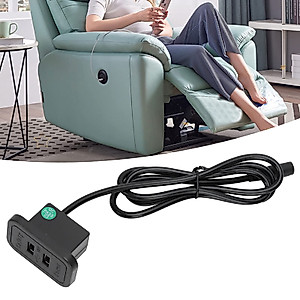 Couch, Recliner Chair with Dual USB Port 5V 2A for Desktop Sofa Bedside Furniture (Black)
