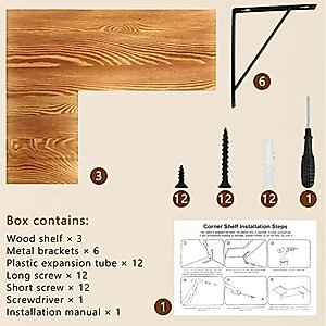 XKY Corner Floating Shelves, Corner Wall Shelf Set of 3, Floating Wall Shelves, Floating Corner Shelves for Bedroom Living Room Kitchen