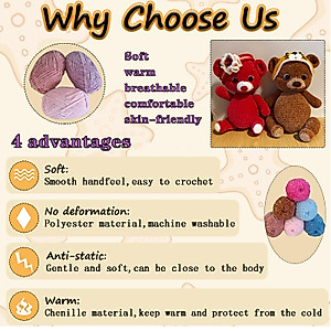 1 PCS 100g Soft Chenille Yarn Velvet Yarn for Crocheting,Fluffy Yarn for Knitting and Crochet DIY Craft,Warm Yarn for Bag Hat Scarve Clothe Gloves Slippers Doll（Brown）