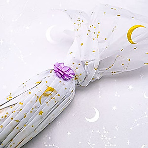 MR FIVE 100 Sheets Galaxy Tissue Paper Bulk,20" x 14",White with Gold Moon and Star Tissue Paper for Gift Bags,Star Gift Wrapping Tissue Paper for Birthday,Christmas Holiday