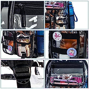 Clear Backpack, Heavy Duty Transparent Bookbag for Girls Women, Cute School See Through Backpacks for Teens Elementary - Black