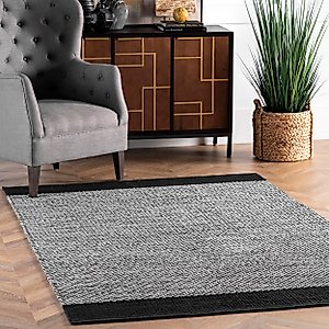 nuLOOM Noura Simple Cotton Flatweave Area Rug, 8x10, Black