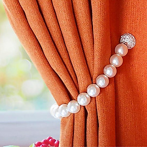 Qiiuuy Classics Pearl Magnetic Curtain Tiebacks, Pearl Ball Home Curtain Buckle, The Most Elegant Convenien Tie Backs.Pearl Curtain Buckle for Home, Office, Window Decoration