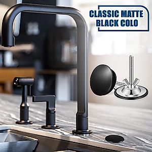 2 Inch Kitchen Sink Hole Cover Faucet Hole Cover Stainless Steel Kitchen Sink Tap Hole Plate Stopper Cover Blanking Metal Plug (Matte Black)