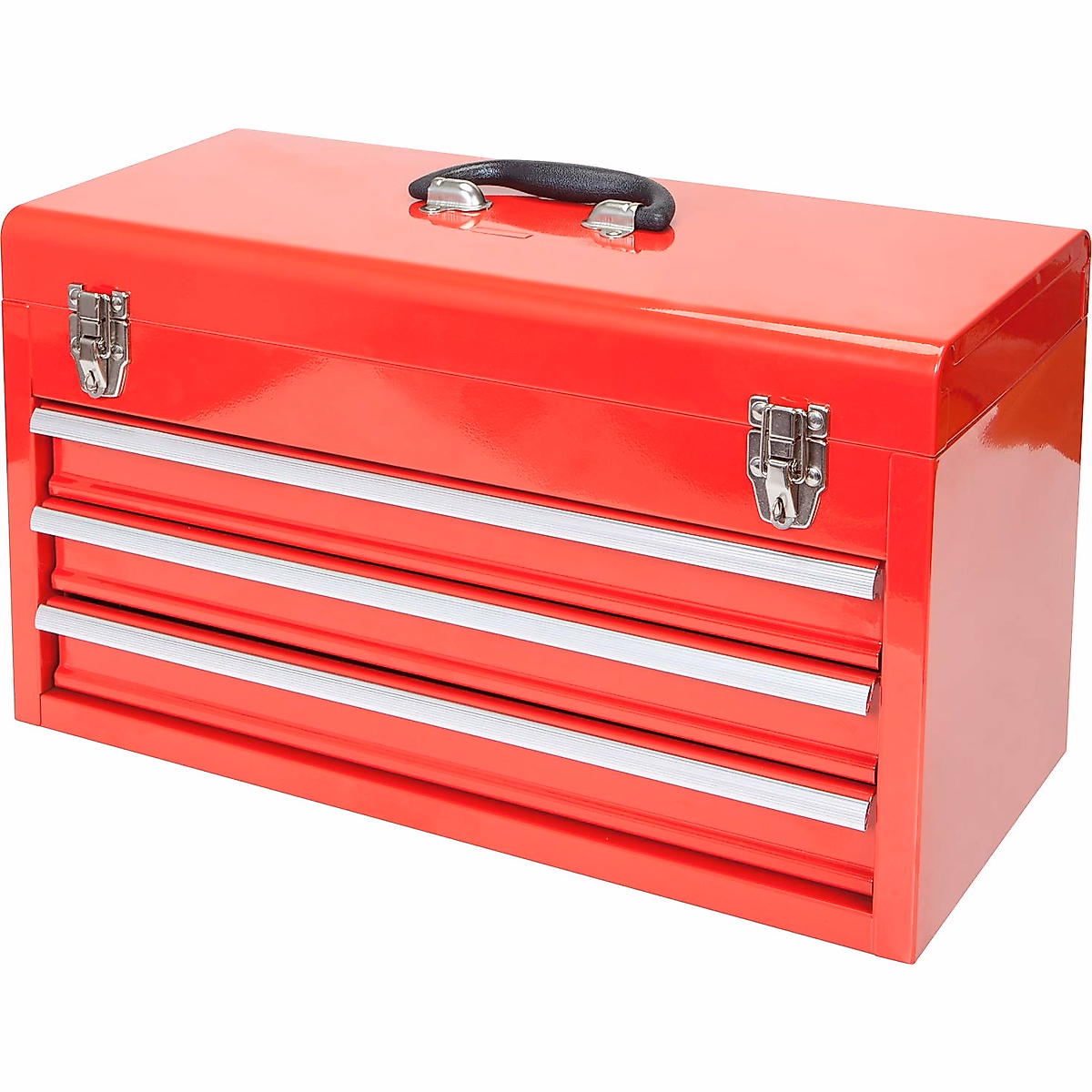 BIG RED ANTBD133-XB Torin 20" Portable 3 Drawer Steel Tool Box with Metal Latch Closure, Red