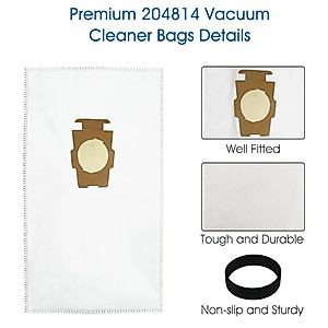 15 PACK Vacuum Cleaner Dust Bags and 2 Belts Compatible with 204811, 204814, 205811 Style F, Substitute for All Generation G3 G4 G5 G6 G7 G8 G9 G10 G11 G12, Ultimate Vacuum Bags