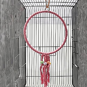 Yirtree Bird Toy Relieve Boredom Easy-Hanging Pet Parrot Birds Swing Cage Toy for Parakeet Pink L