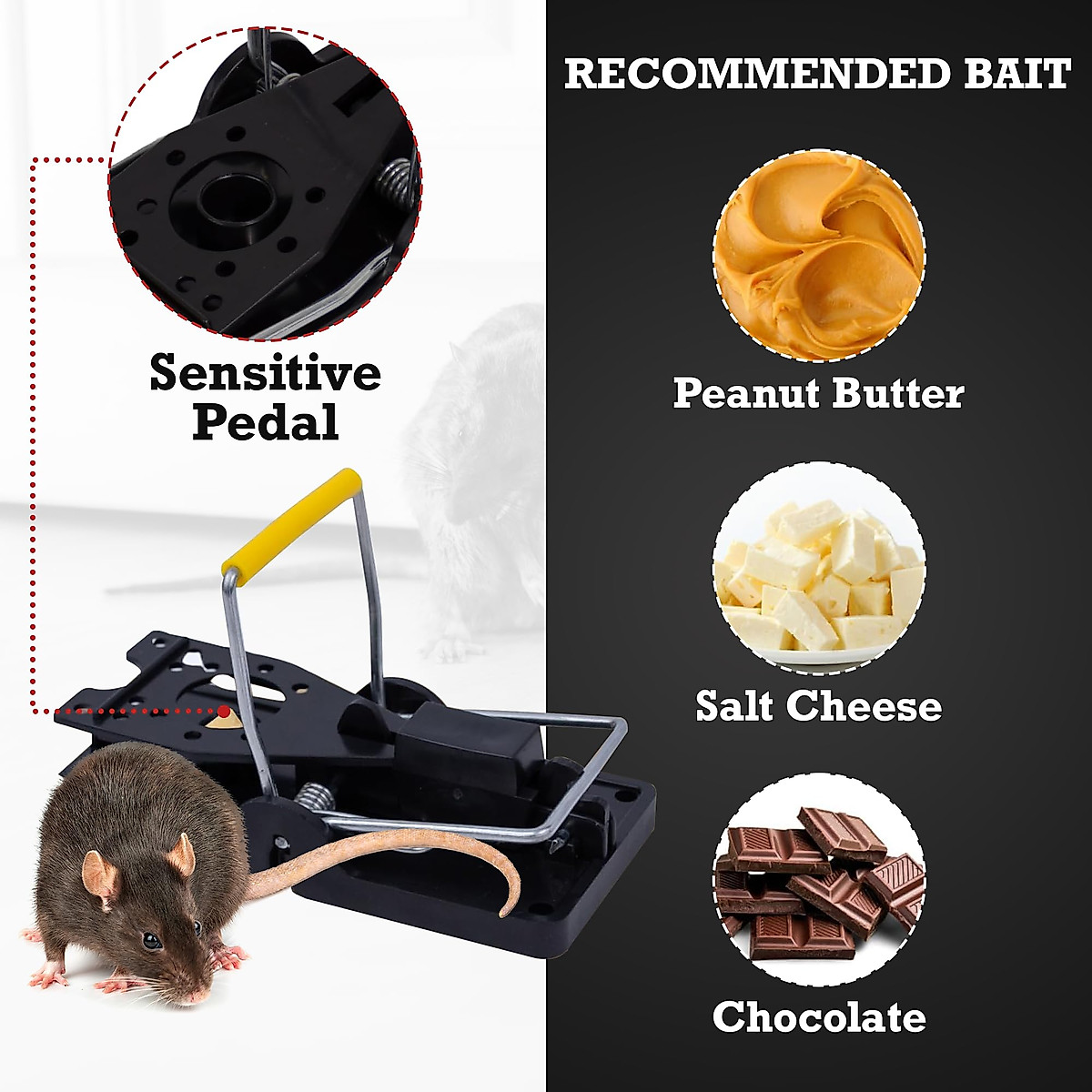 TwinTech Stainless Steel Mechanical Mouse Traps - 4"x2"x2.5" Reusable Snap Traps for Mice - Safe Traps with Finger Protection for Indoor Outdoor Use - 12-Pack