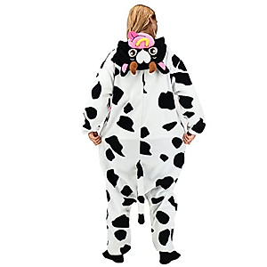 vavalad Cow Onesie Adult Unisex Adult Animal Onesie Animal Cosplay Polar Fleece Halloween Costume For Men Women
