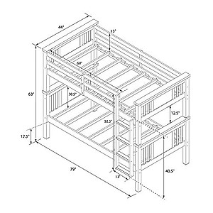 DHP Dorel Living Dylan Twin Wood Bed for Kids, Gray Bunk