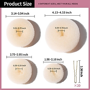 Teenitor Hair Bun Shaper Set with Extra-large, Large, Medium, Small Doughnuts Ring Stylers, 20pcs Blonde Large Bobby Pins