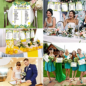 Leinuosen 220 Pcs Lemon Bridal Shower Games Set Wedding Shower Game Supplies Include Bridal Games Cards and Pencils for Bachelorette Engagement Party Decorations Favors