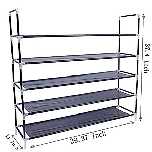5-Tier Shoe Rack Organizer Stackable Non-woven Fabric Shoe Storage Shelf Shoe Tower