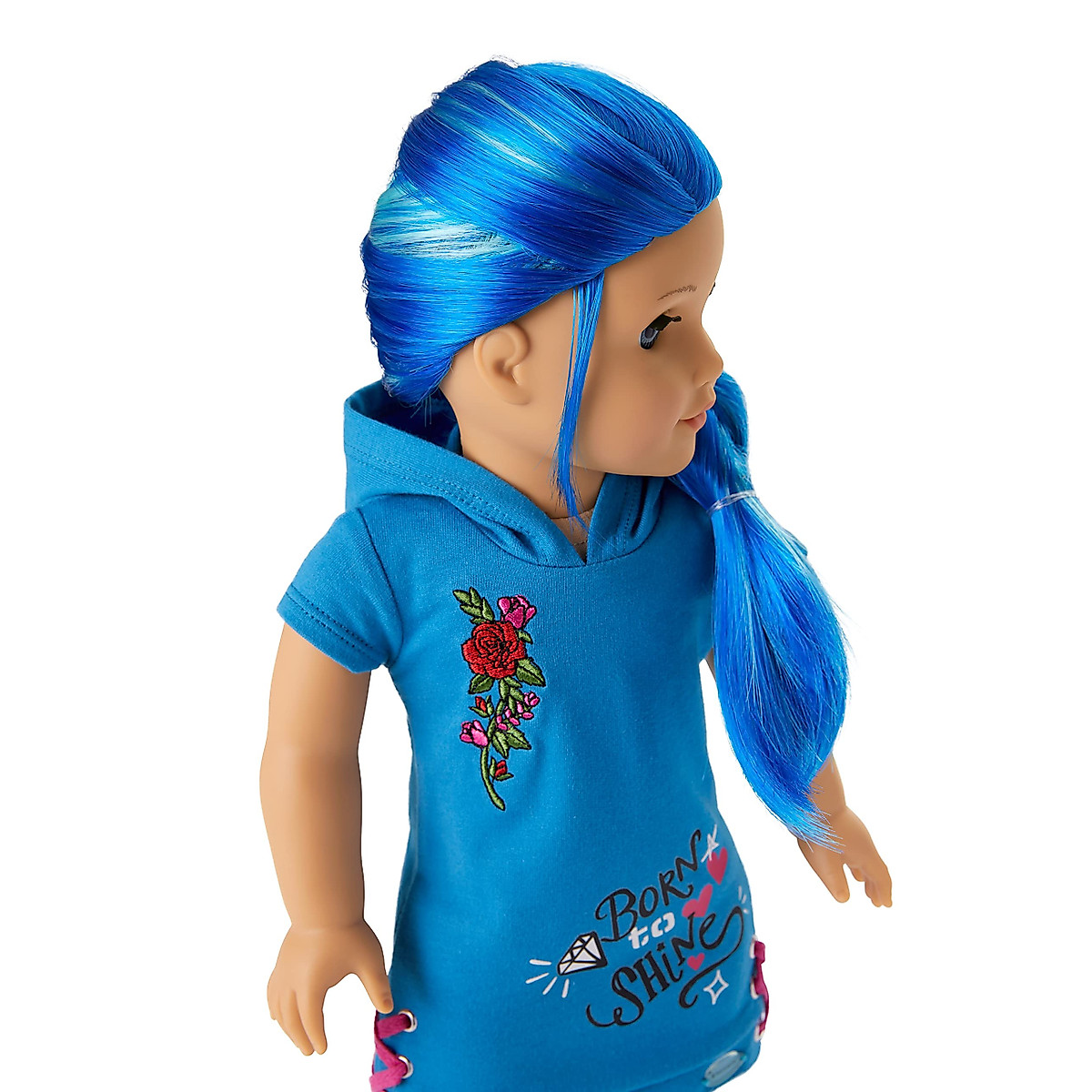 American Girl Truly Me 18-inch Doll #90 with Blue Eyes, Long Blue Hair, and Lt-to-Med Skin in Skater Dress, For Ages 6+
