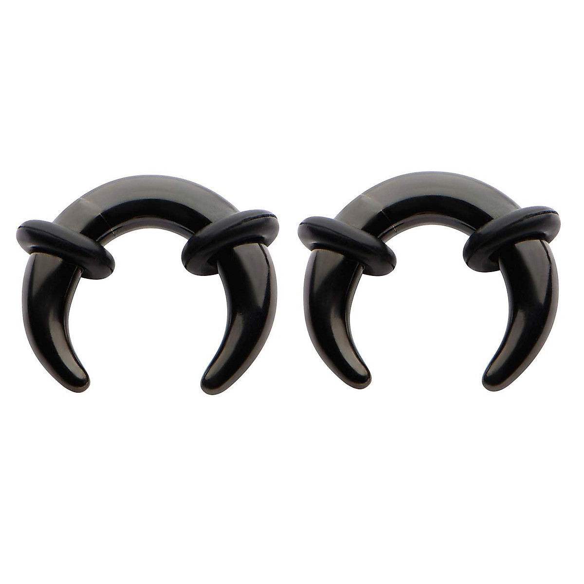 Zaya Body Jewelry Pair of Black Ear Pinchers Crescents Horseshoes Gauges 14g 12g 10g 8g 6g 4g 2g 0g 00g 1/2 9/16 (9/16" 14mm)
