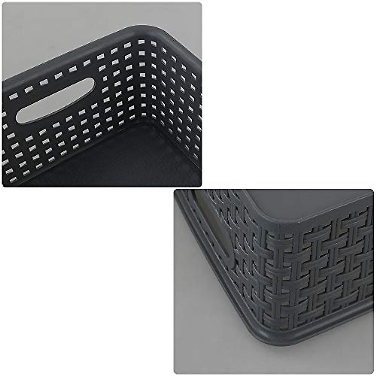 Xowine 6-Pack Plastic Storage Basket, 10" x 7.5" x 4.05", Gray