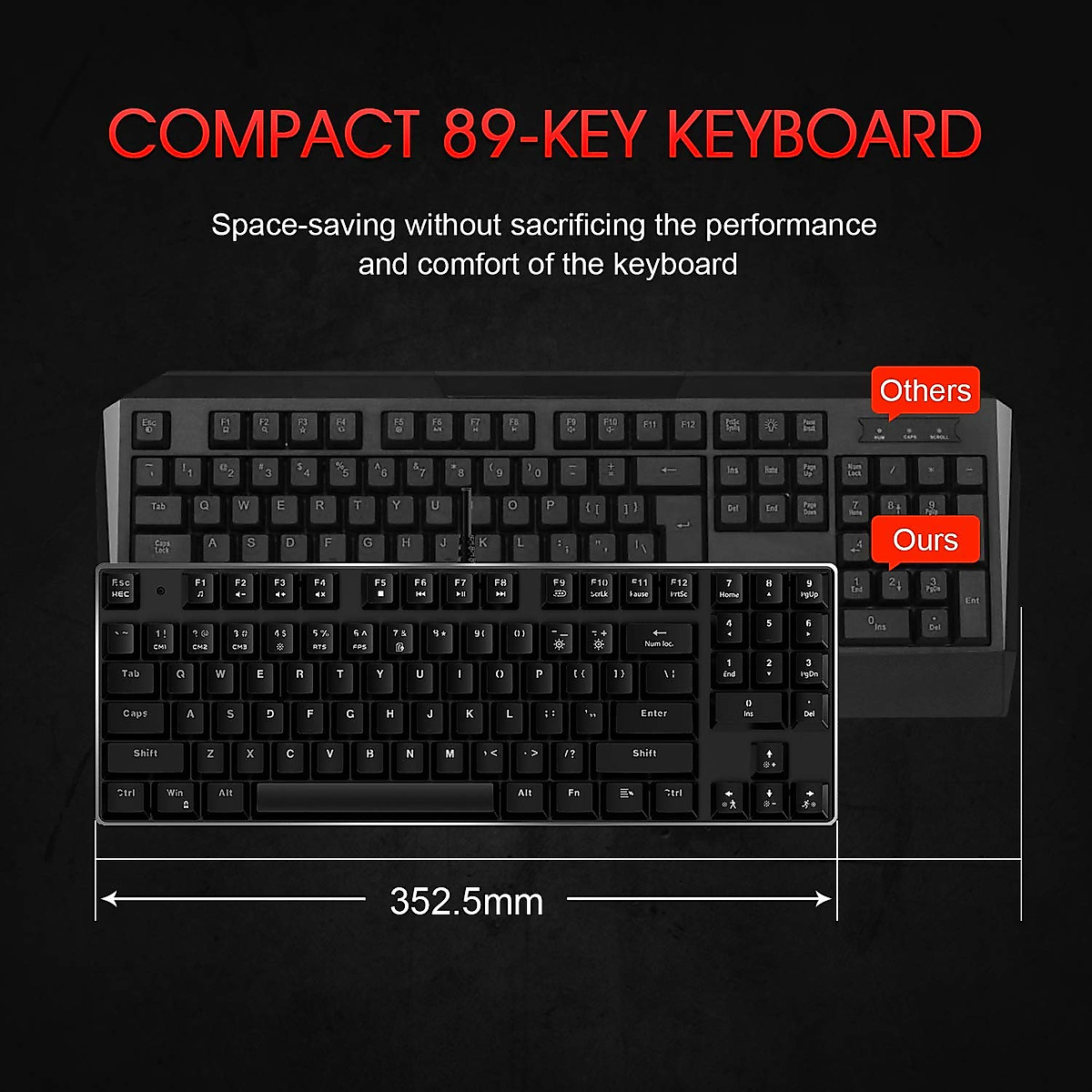 Havit Mechanical Keyboard and Mouse Combo Wired 89 Keys Backlit Gaming Keyboard Red Switch, 4800 D P I Mouse with 6 Button, Gaming Mouse Pad for PC Gamer Computer Laptop (Renewed)