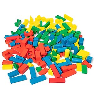 Melissa & Doug Wooden Building Block Set - 200 Blocks in 4 Colors and 9 Shapes
