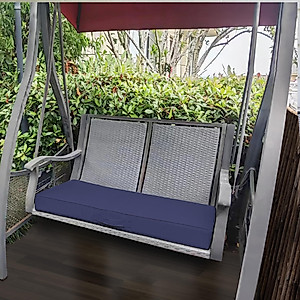 Faible Poisson Outdoor Bench Cushion and Replacement Cover, 60 x 18 Inch Waterproof Porch Swing Cushions with Handle and Anti-Slip Straps for Garden Patio Furniture