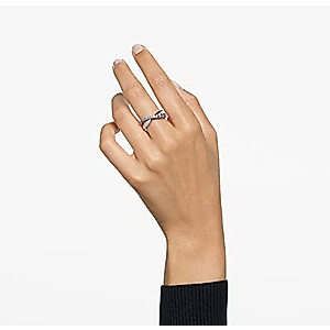 SWAROVSKI Women's Hyperbola Ring, White Crystal Stones in a Spiral Design, Rhodium Plated Setting, Size 55