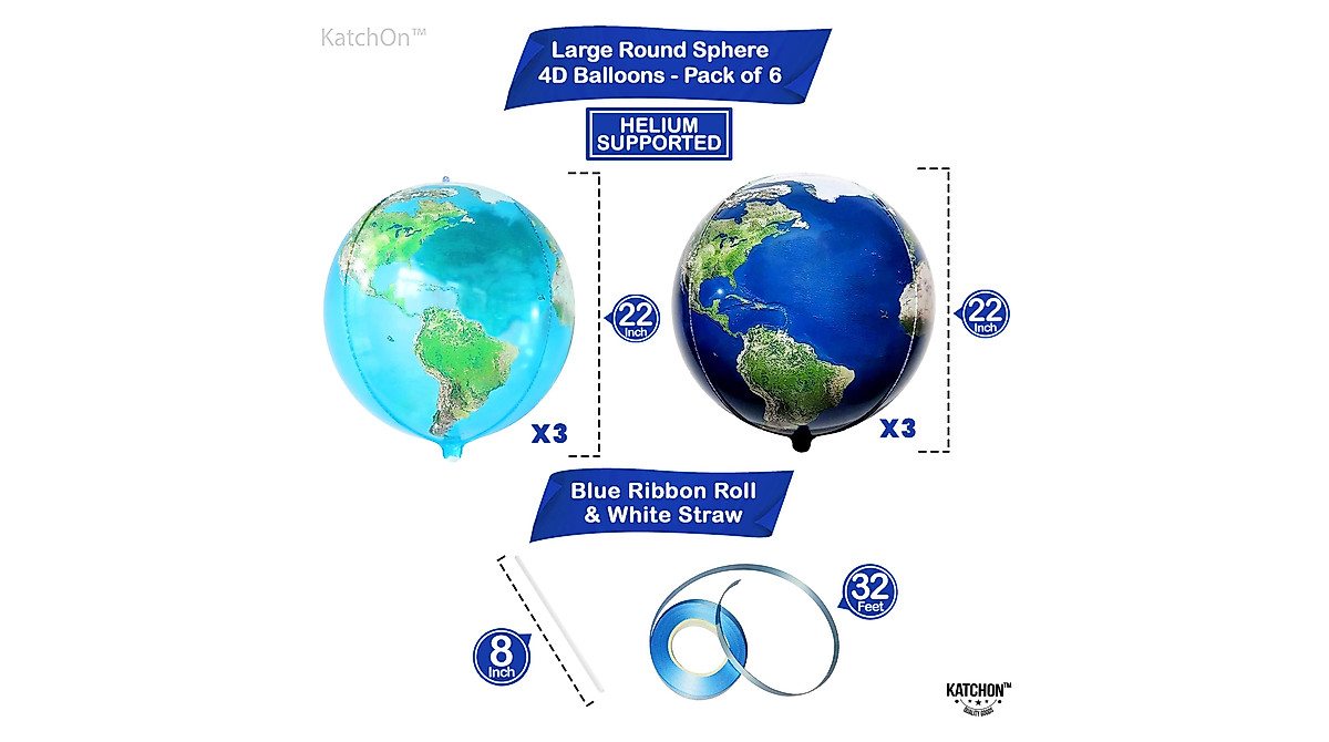 KatchOn 22" Globe Balloons - Perfect for Travel Parties