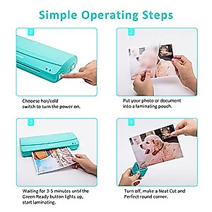 TIANSE Laminator Machine, 9-Inch A4 Thermal Laminator, 4-in-1 Hot & Cold System for Professional Finish, Use for Home, Office, School, with Paper Trimmer, Corner Rounder, 50 Pcs A5 Laminating Pouches