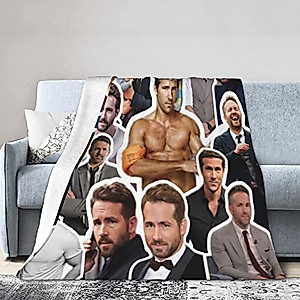 Hamklla Ryan Reynolds Collage Blanket Ultra-Soft Micro Fleece Blanket Warm Cozy Plush Bed Blanket Lightweight Sofa Throw Blanket, Black, 80''x60''