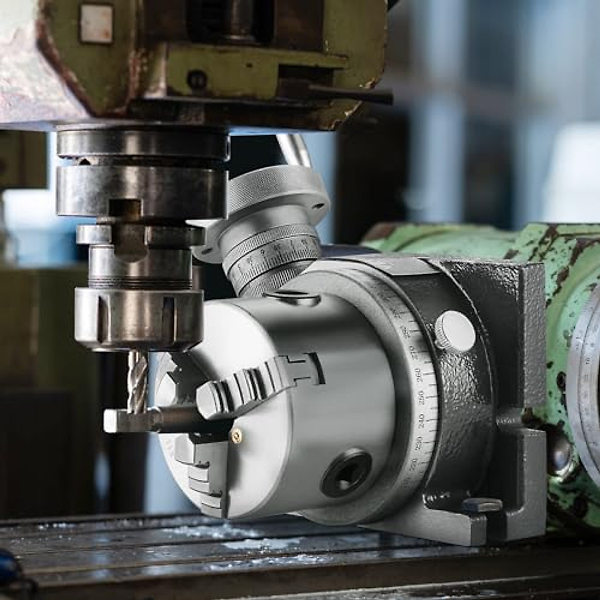 VEVOR Rotary Table for Milling Machines, 4''/ 100 mm, Horizontal Vertical Model Precision Milling Rotary Table, with 3.1''/80 mm 3-Jaw Chuck M10 T-Bolts Nuts, for Milling Engineering Indexing Tools