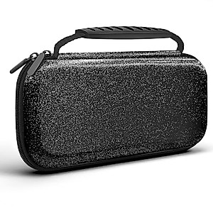 homicozy Glitter Carrying Case Compatible with Nintendo Switch OLED & Switch Console,Black Protective Hard Travel Case Shell Pouch for Nintendo Switch Console/Accessories,Switch Gaming Case for Girls