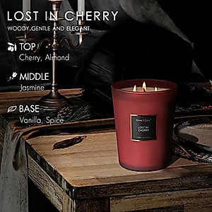 HomeLights Highly Scented Candles, Big 33.3 oz for Home, Natural Soy Aromatherapy Candles, Smokeless Long Lasting 130 hrs with 3 Cotton Wicks, Candles Gifts for Women & Men - Lost in Cherry