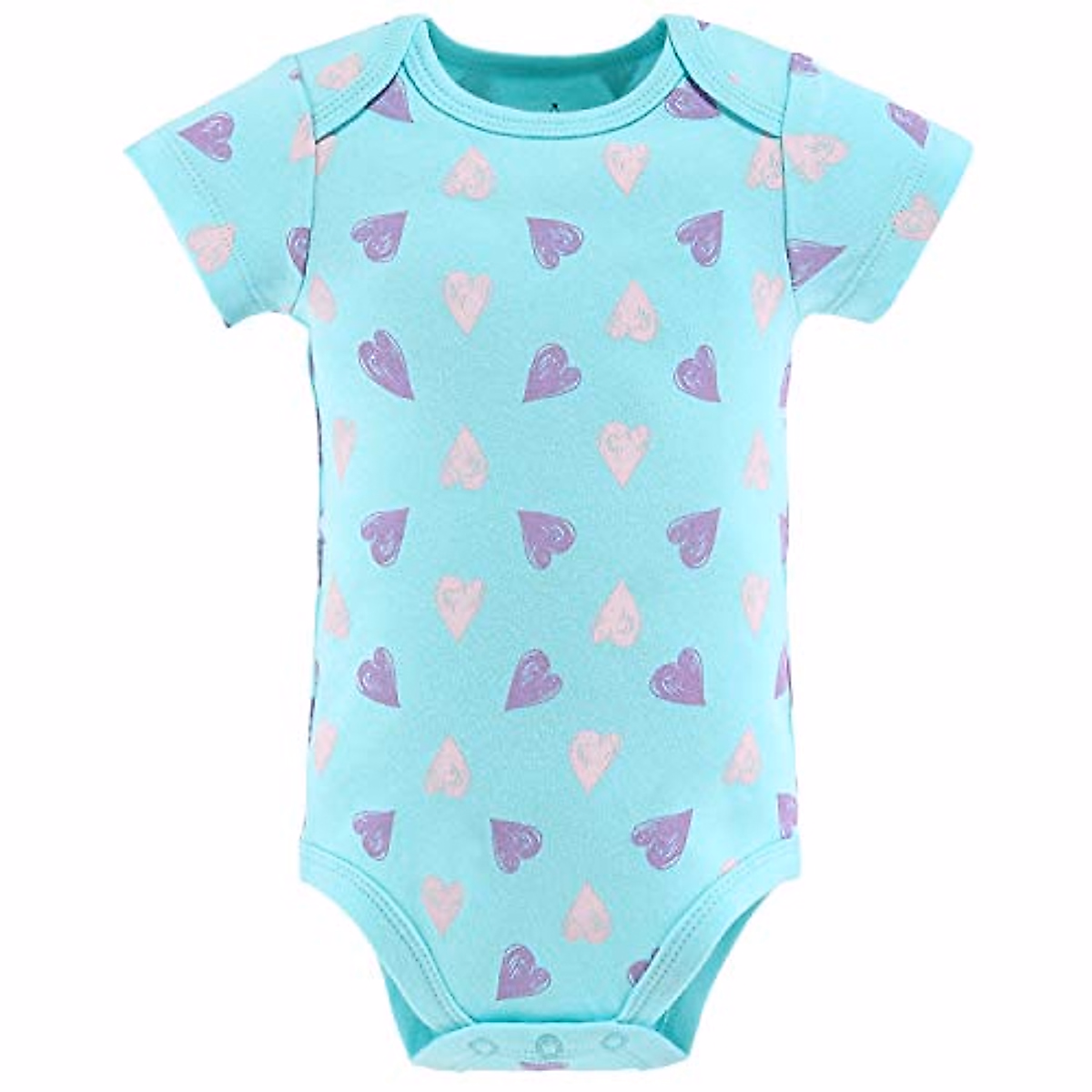 The Peanutshell Short Sleeve Baby Bodysuits Set for Baby Girls - Purple, Grey, Mint - 5 Pack Set (Newborn)