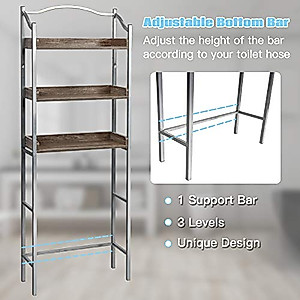 Giantex Over-The-Toilet Spacesaver 3-Tier W/Adjustable Shelves and Sturdy Metal, Easy Assembly Freestanding Bathroom Rack for Essentials Bathroom Storage Organizer Rack (Sliver)