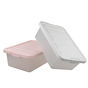 Yubine Plastic Bin with Lid, 14 Quart Latching Tote, 2 Packs