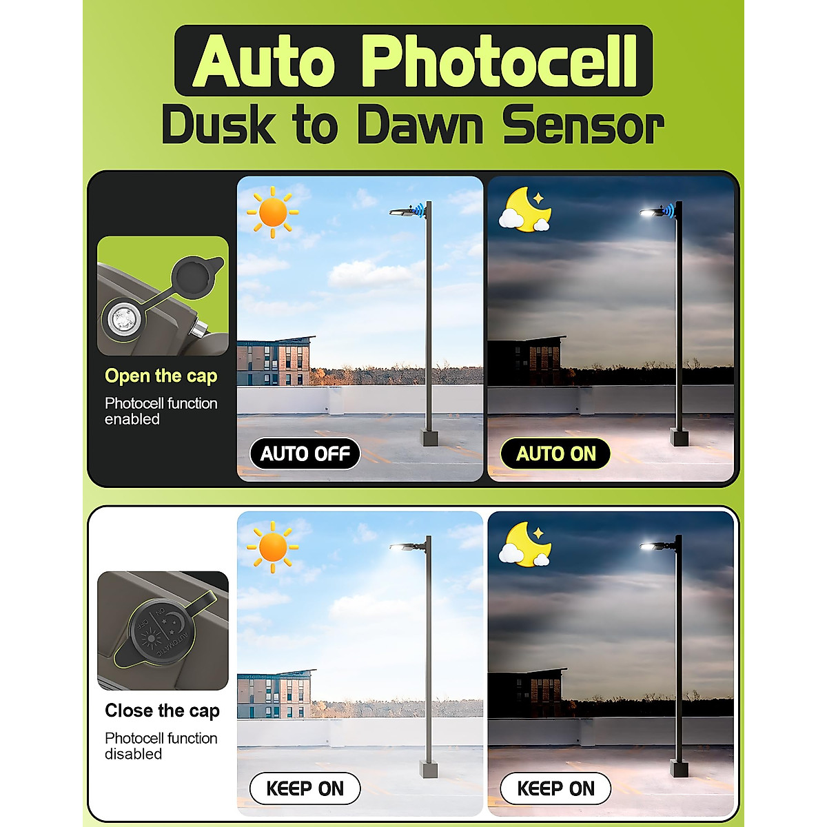 AULACE Parking Lot Light 240W/220W/200W Selectable, 38400LM (160LM/W) LED Parking Lot Light, 5000K LED Shoebox Light Dusk to Dawn Photocell, IP65 Street Light, Adjustable Arm & Slip Fitter in 1 Mount