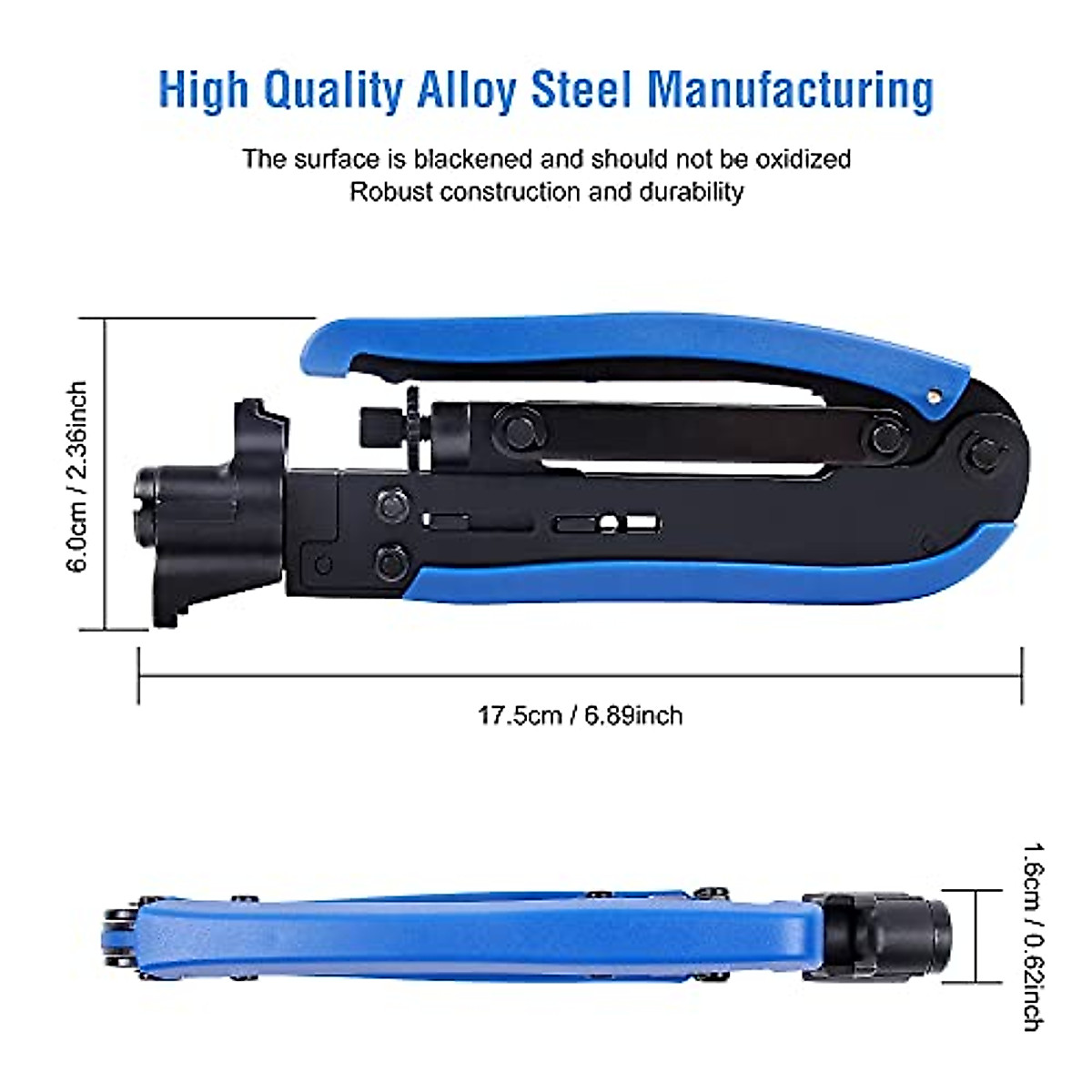 Knoweasy Coax Compression Tool - Coax Crimper and RG6 Crimping Tool for Coax RG6, RG59, and RG11 Cable F-Connectors