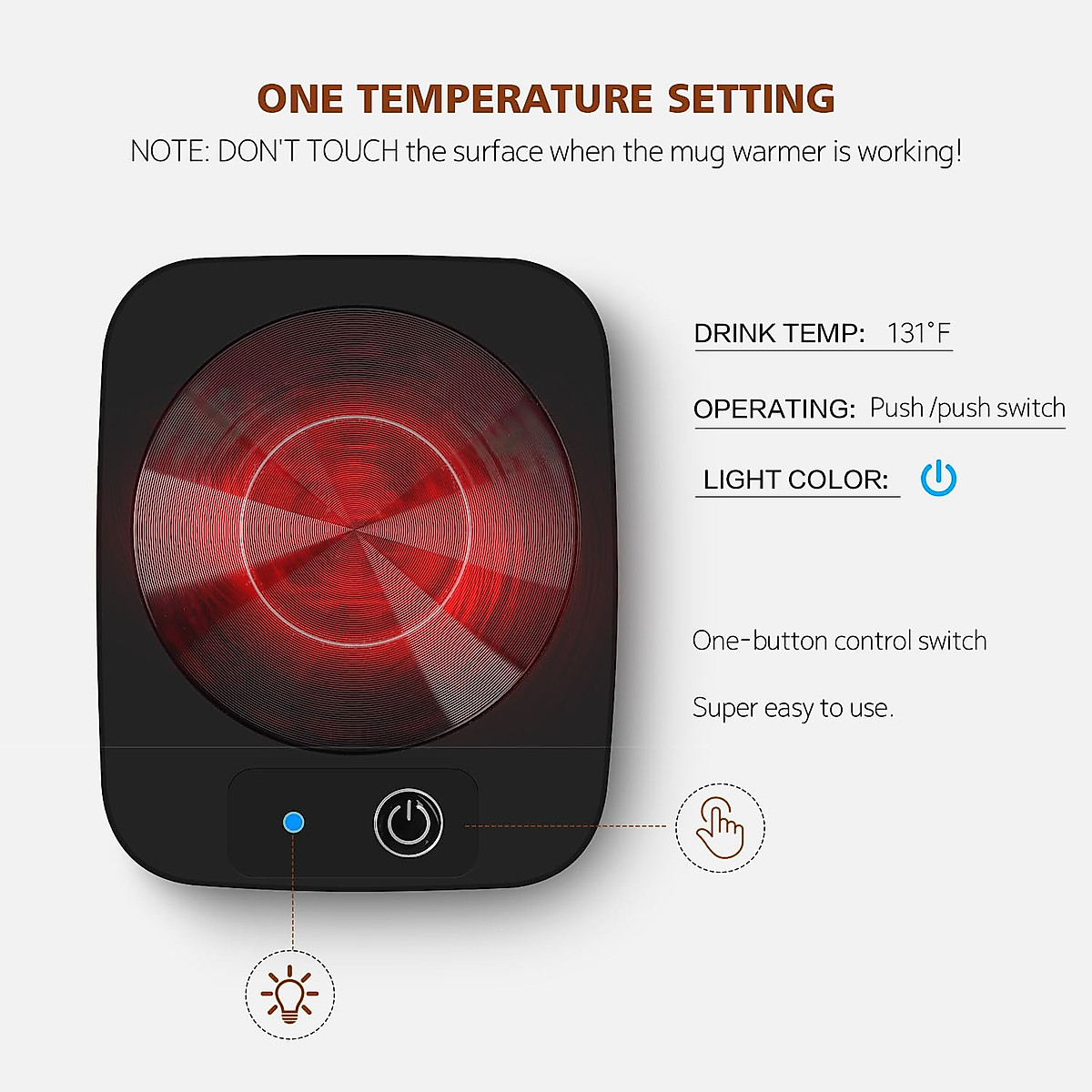 Lesipee Mug Warmer, Smart Candle Warmer, Electric Coffee Warmer with Aluminum Metal Panel for Office, Desk Accessories, Cup Warmer Electric Beverage Warmer for Cocoa, Tea, Milk, Gifts for Dad