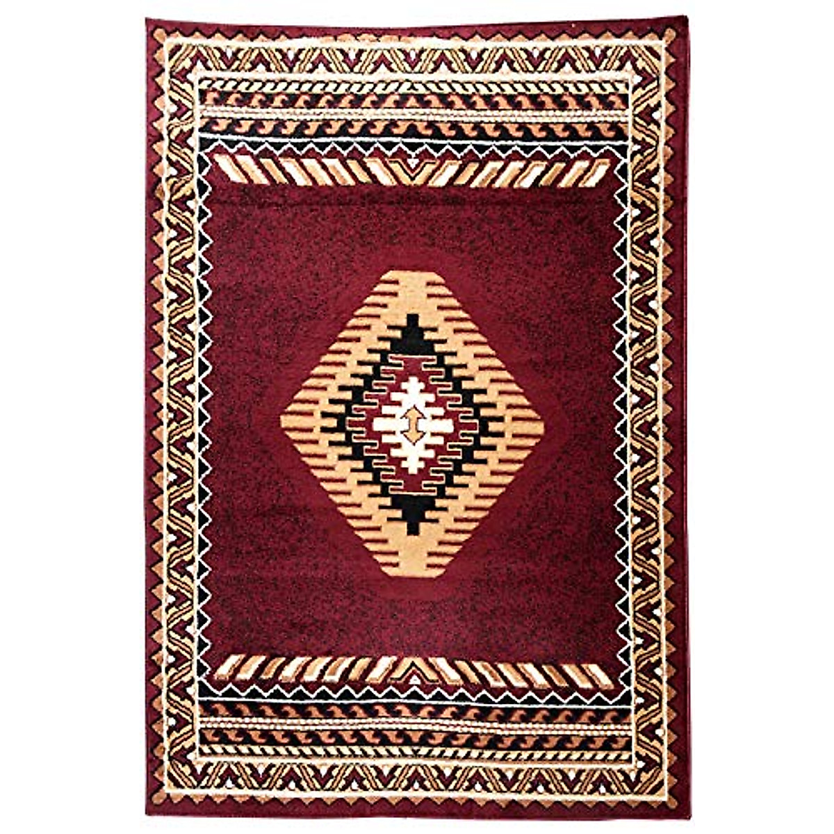Furnish my Place Southwestern Contemporary Geometric Area Rug 3 Pieces Set (5x8) (2x6) (2x3) - Tucson Burgundy