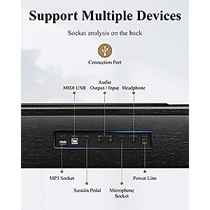 Keyboard Piano, Eastar 61 Key Keyboard for Beginners/Professional, Full Size Electric Piano, Classic Wooden Digital Keyboard with Sustain Pedal & Music Stand, Supports MP3/USB/Audio/Mic/Headphones