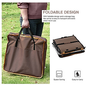 PawHut 39" Portable Soft-Sided Pet Cat Carrier with Divider, Two Compartments, Soft Cushions, & Storage Bag, Brown