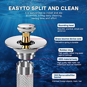 Bathroom Sink Stopper Hair Catcher, Pop Up Sink Drain Filter with Removable Stainless Steel Filter Basket Hair Catcher, for US Bathroom Sink Stopper Replacement.(2PCS)