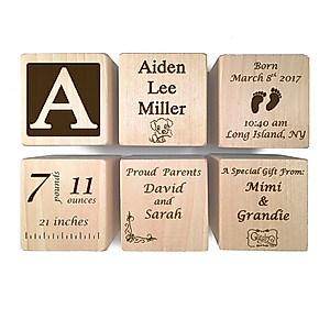 Baby Block Gift for Newborn Boy or Girl - Personalized Birth Announcement Wood Wooden Block New Baby Gifts Custom Item by Glitzby