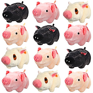 12 Pack Cute Plush Animal Toys 4 Inch Mini Plush Ornament Stuffed Doll Keychain Tote Bag Pendant for Birthday Party Likes DIY Home Decor (Pig Style)
