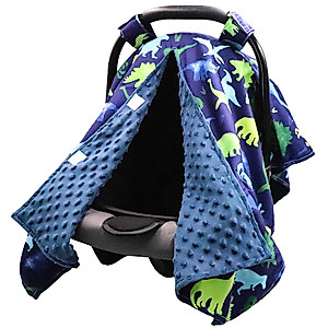 Peekaboo Opening Carseat Cover, Dinosaur, Open Nursing Cover Carseat Canopy, Nursing Cover Up with Peekaboo Opening for Baby Infant Toddler Boy Girl