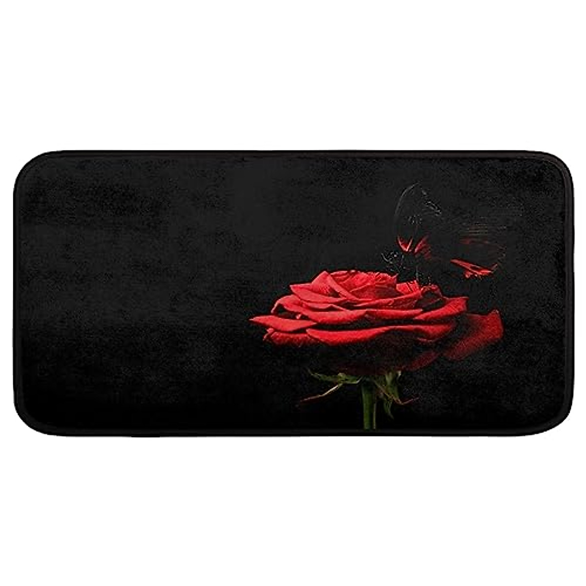 KOBLEN Red Rose Butterfly Kitchen Rugs Non Slip Washable Absorbent Kitchen Mats 20x39 inch Cushioned Anti Fatigue Kitchen Floor Mats for in Front of Sink