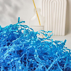 TCAIRG - 4 oz - Blue - Crinkle Cut Paper Shred Filler great for Gift Wrapping, Basket Filling, Birthdays, Weddings, Anniversaries, Valentines Day, and other occasions