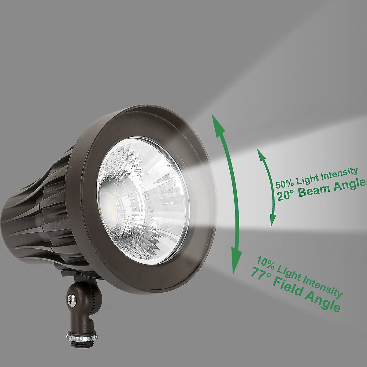 GKOLED 30Watt Bullet LED Spotlight, Narrow Beam Angle COB LED Round Spotlight, 5000K Daylight White, 3350 Lumens, 120-277V, Outdoor Flag Pole Spotlight Fixture, UL Listed