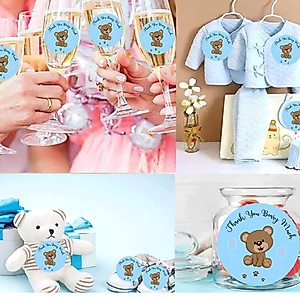 Blue Tedd Bear Stickers 2" Thank You Beary Much Labels-250 Pcs Teddy Bear Thank You Sticker Labels Boy Baby Shower Favors Labels Birthday Party Favor Labels with Balloon for Gift Bags Seal Sticker